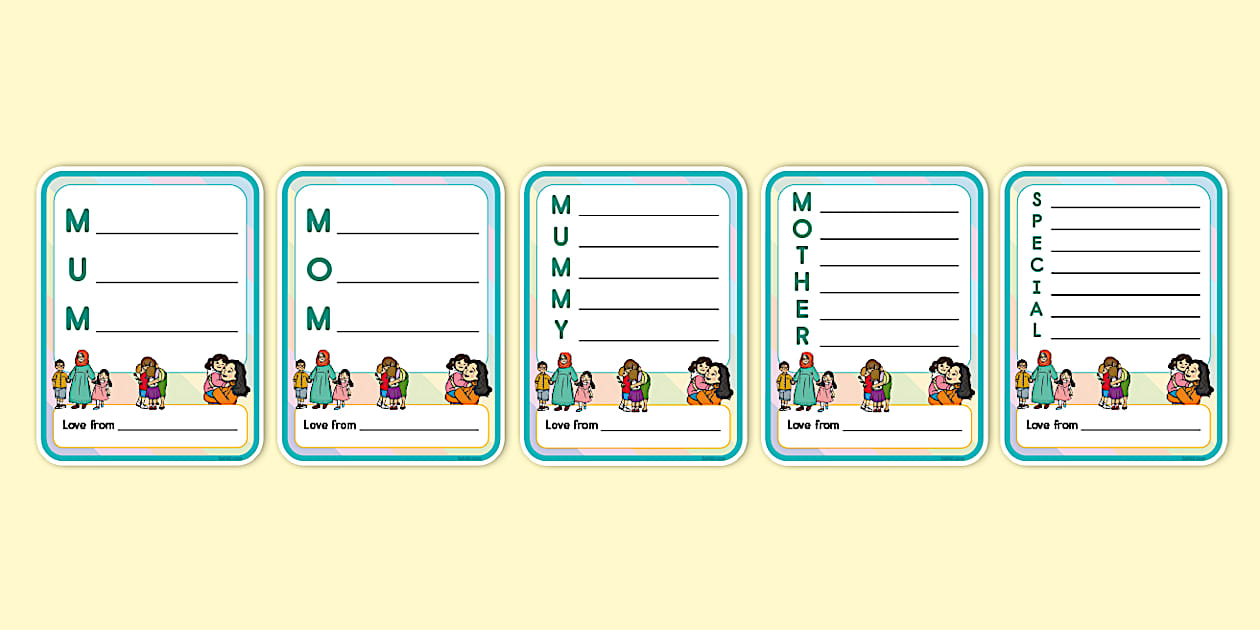 Mother's Day Acrostic Poem Card Inserts