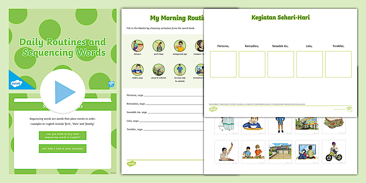 Daily Routine Lesson Pack Indonesian (teacher made) - Twinkl