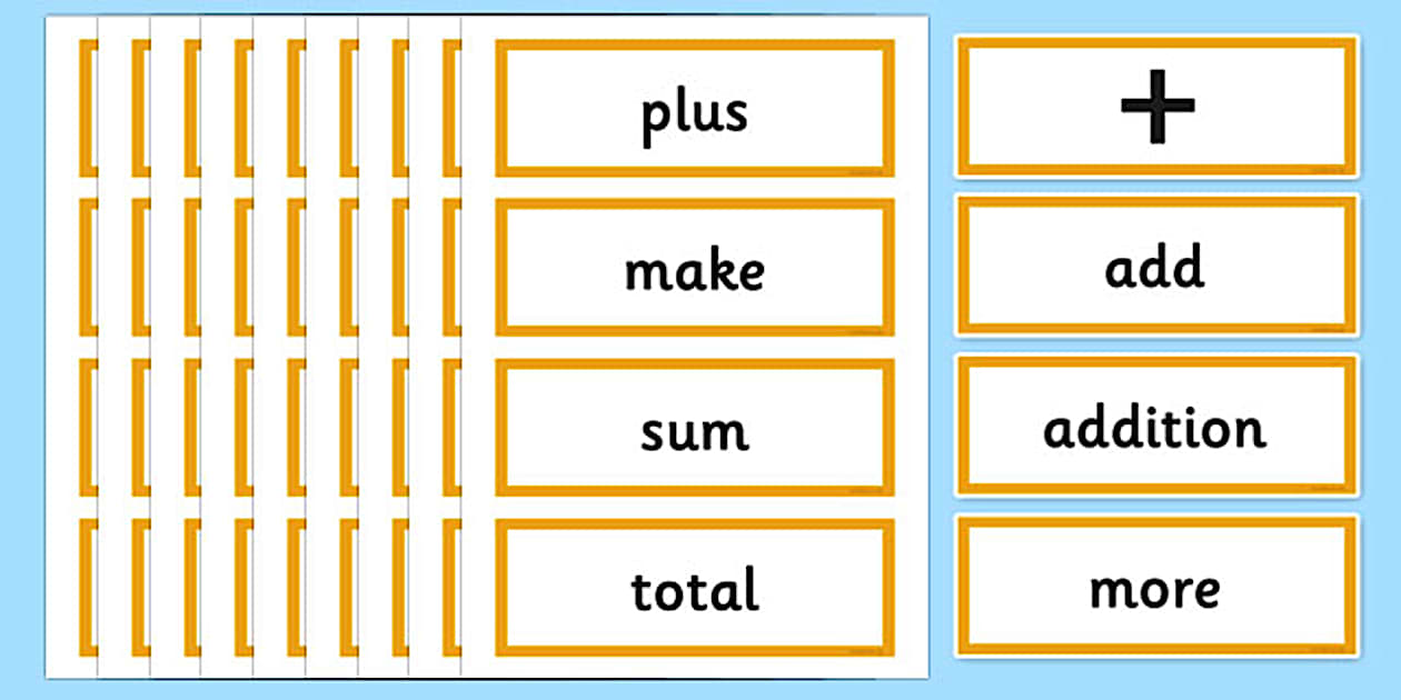 Year 2 Maths Vocabulary Word Cards Calculations - Twinkl