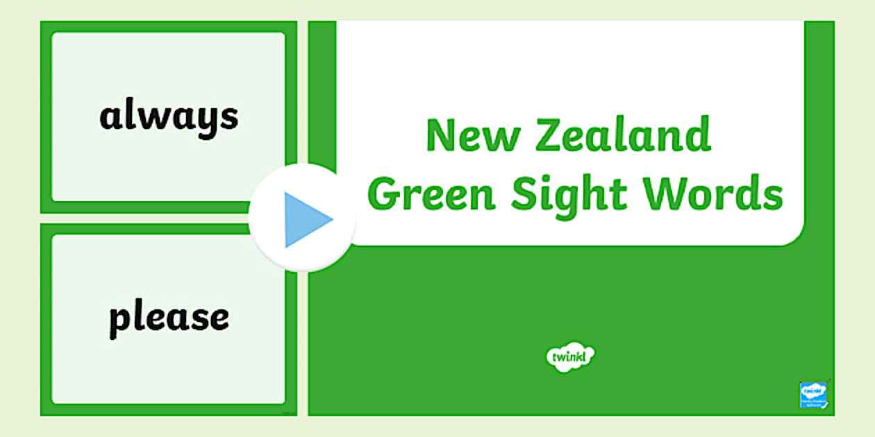 New Zealand Green Reading Sight Words PowerPoint - Twinkl