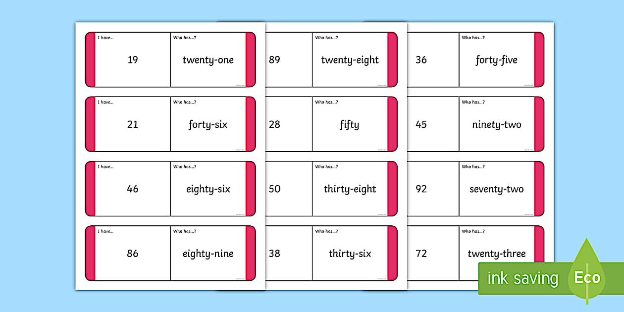 2-Digit Numeral and Number Word Cards - Twinkl