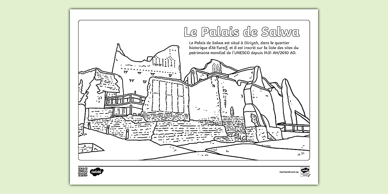 Fiche de coloriage du Palais de Salwa - Twinkl