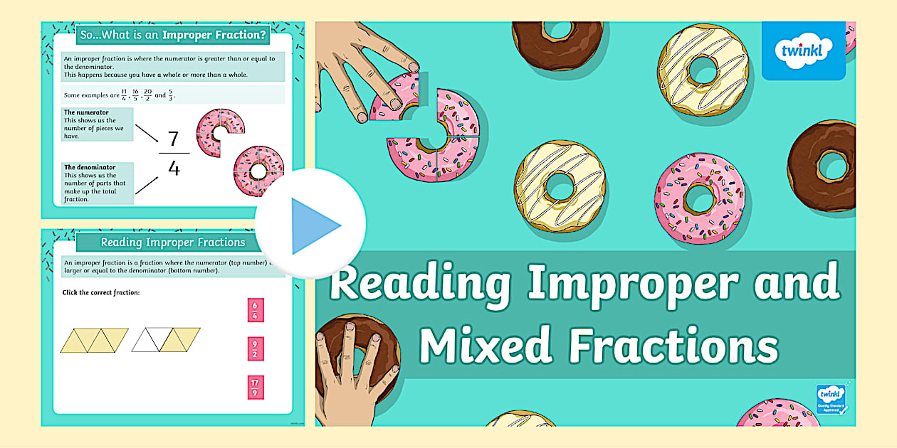 Reading Improper and Mixed Fractions PowerPoint - Twinkl