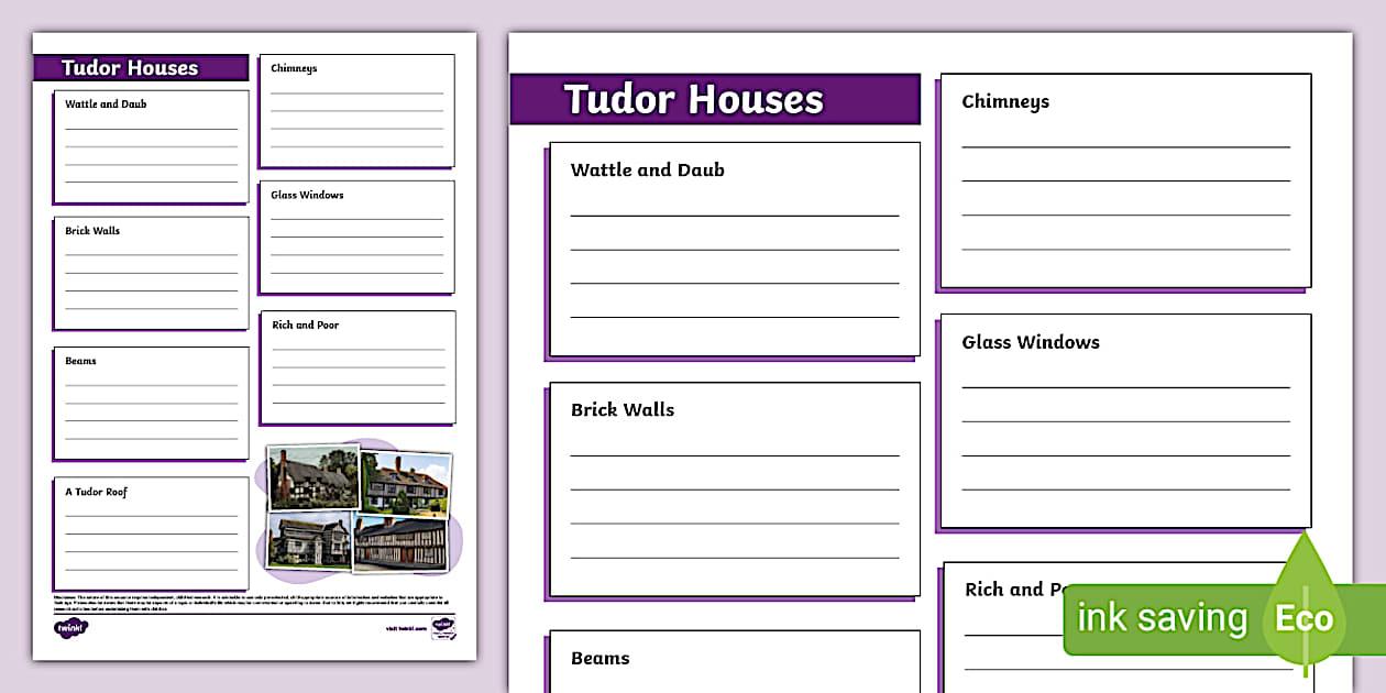 Tudor Houses Fact File Template (Teacher-Made) - Twinkl