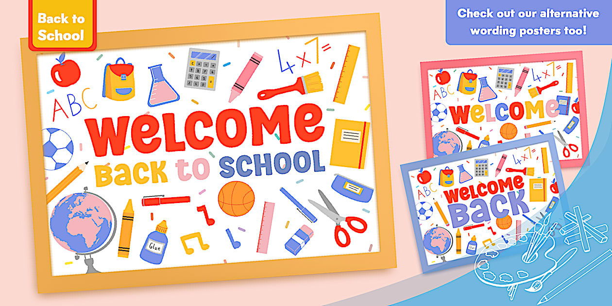 Illustrated Icons Welcome Back to School Poster - Twinkl
