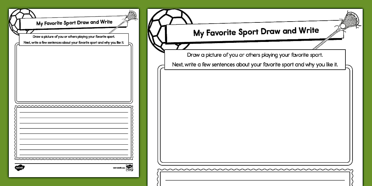 My Favorite Sport Draw and Write Activity for K-2nd Grade