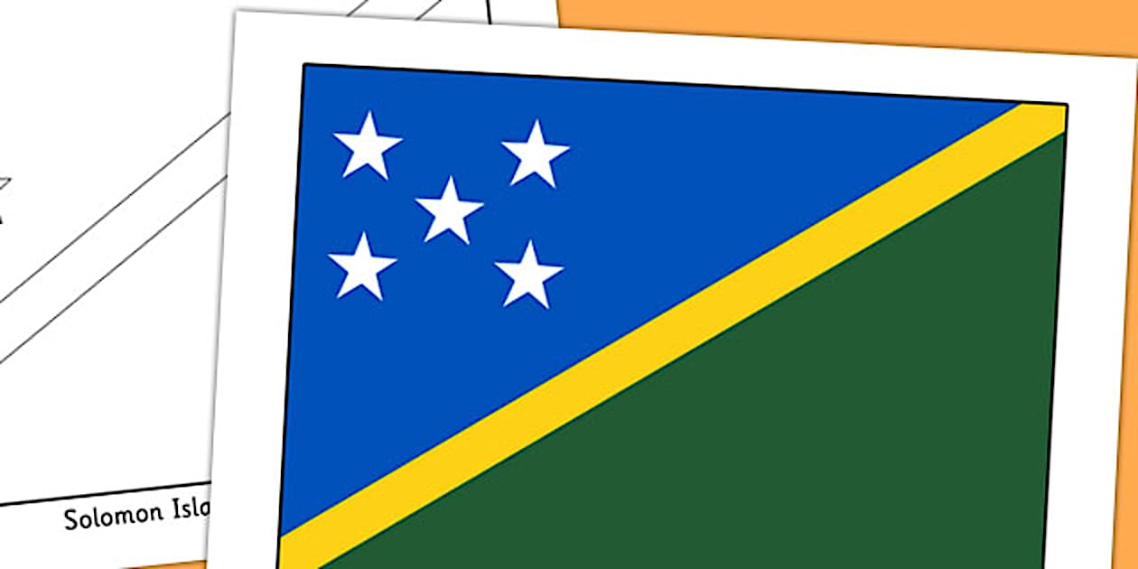 Black and White Solomon Islands Flag Display Poster - Twinkl