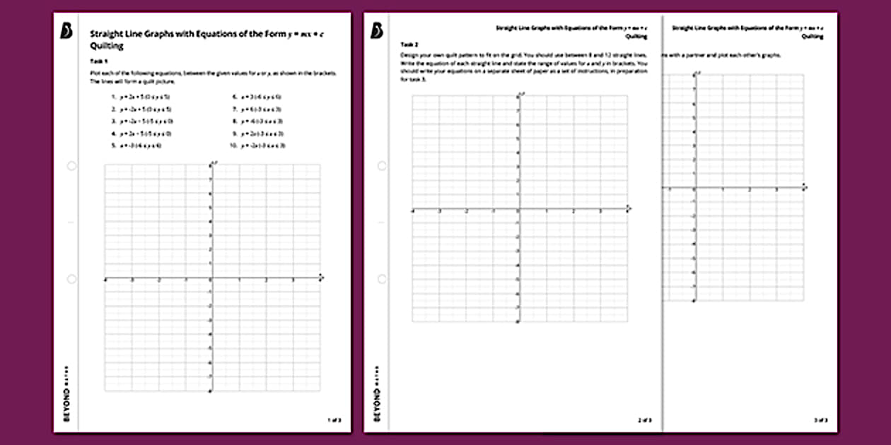 👉 Straight Line Graphs with Equations of the Form y = mx + c