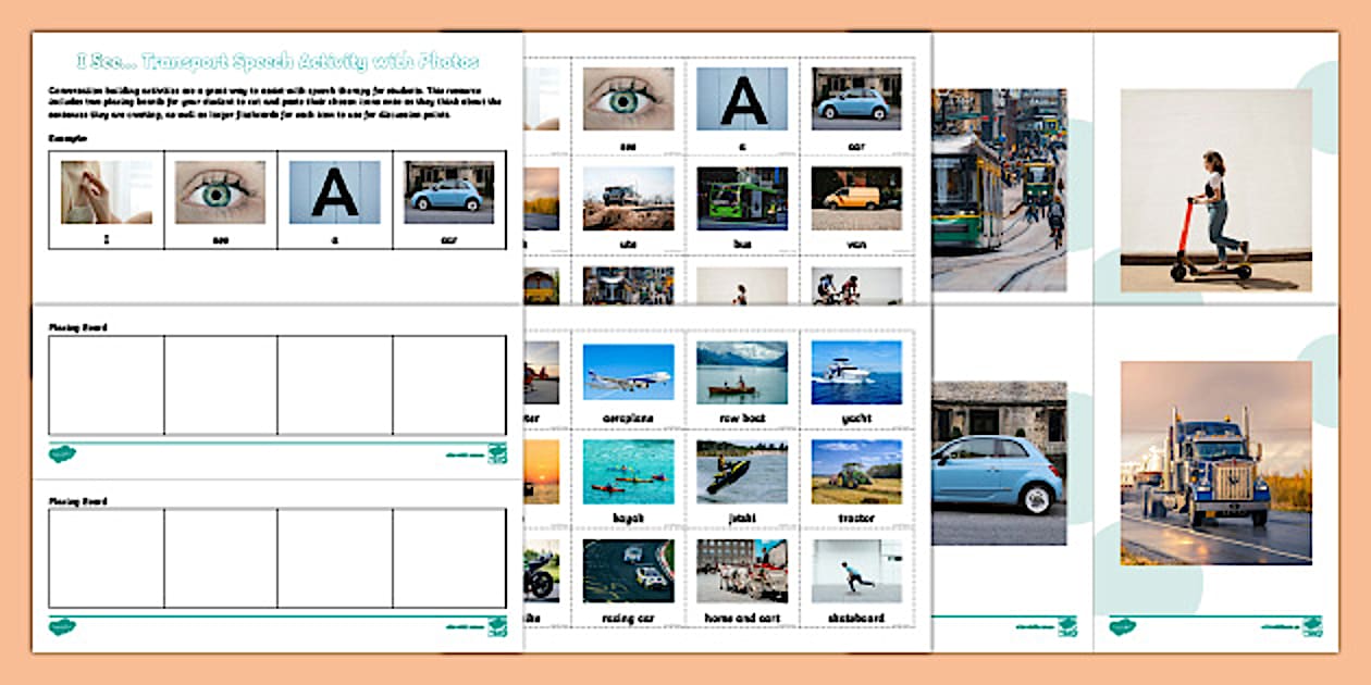 I See ... Transport Speech Activity with Photos - Twinkl