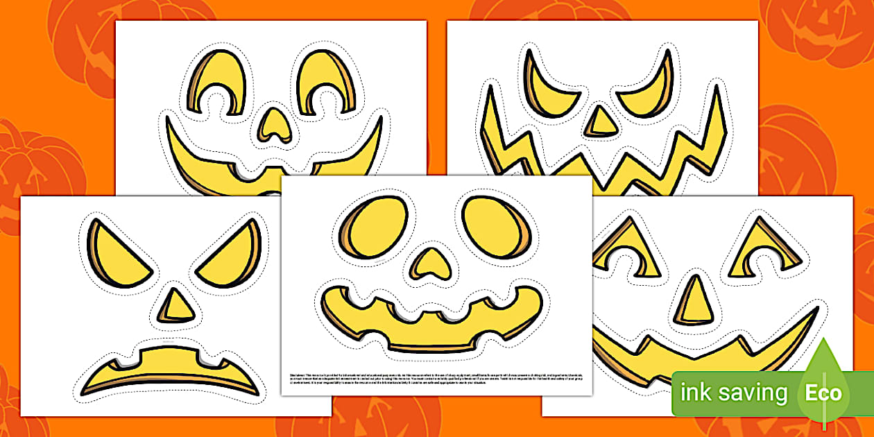 Halloween Spooky Face Cut-Outs (teacher made) - Twinkl