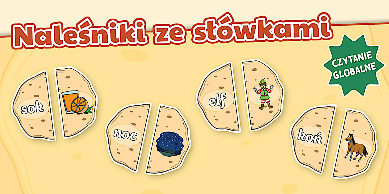 Naleśniki-puzzle | Słowa trzyliterowe | Czytanie globalne