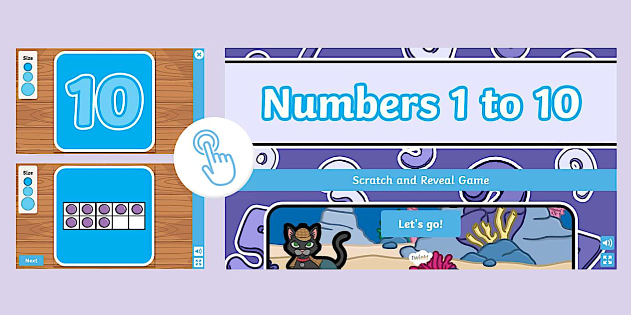 👉 Numbers 1 to 10 EYFS Scratch and Reveal Maths Game