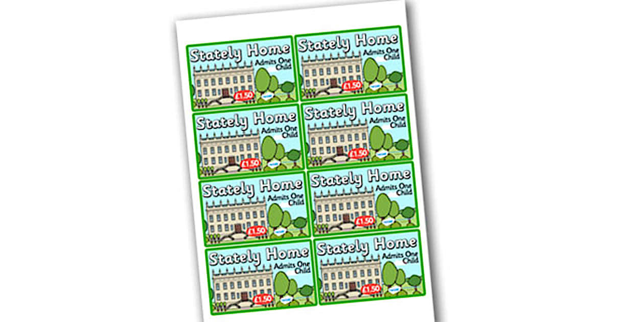 Stately Home Role Play Tickets (teacher made) - Twinkl