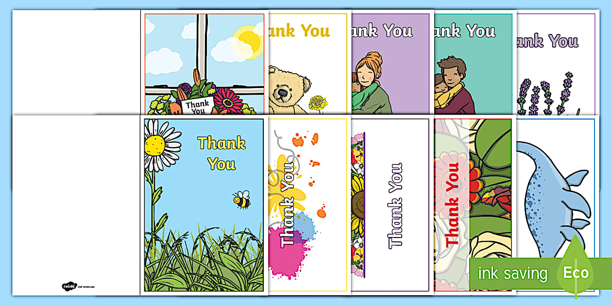 Black and White Thank You Card Templates (teacher made)