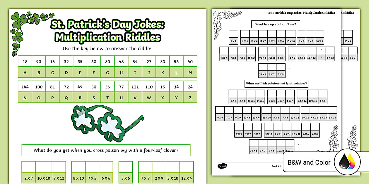 St. Patrick's Day Jokes: Multiplication Riddles