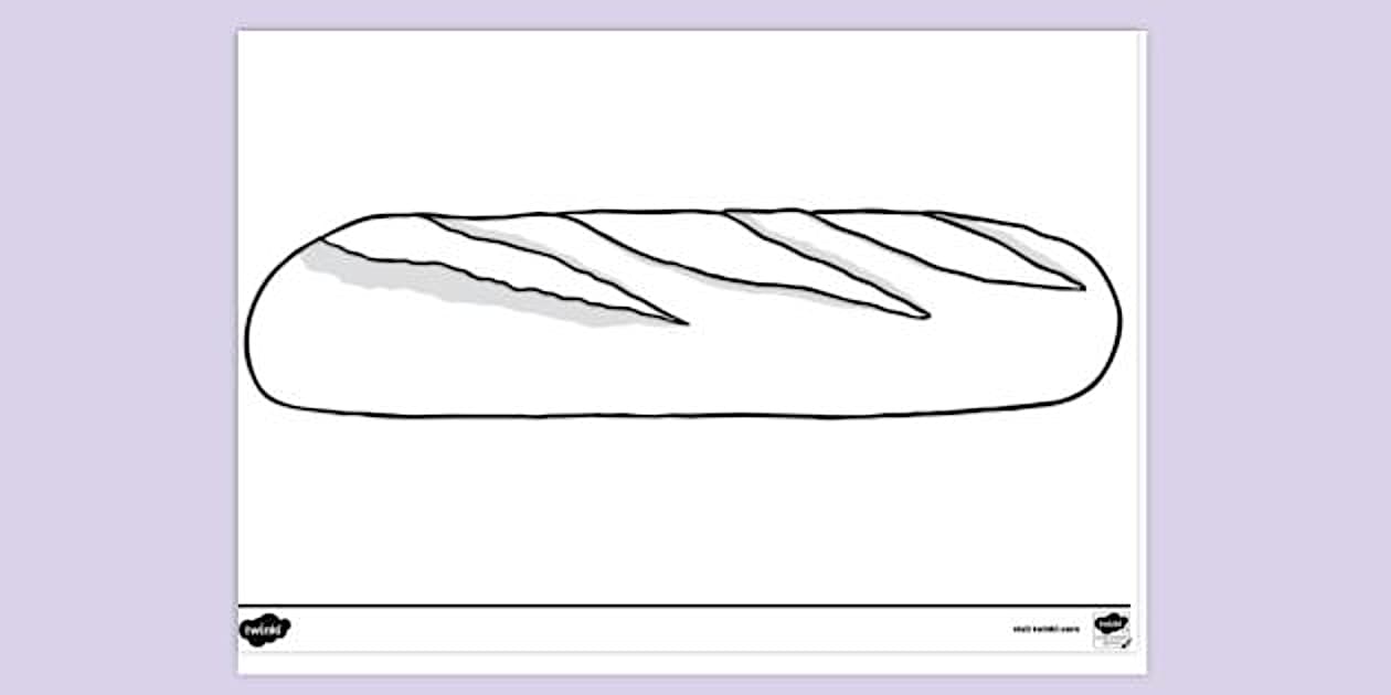 White Baguette Colouring Sheet (teacher made) - Twinkl