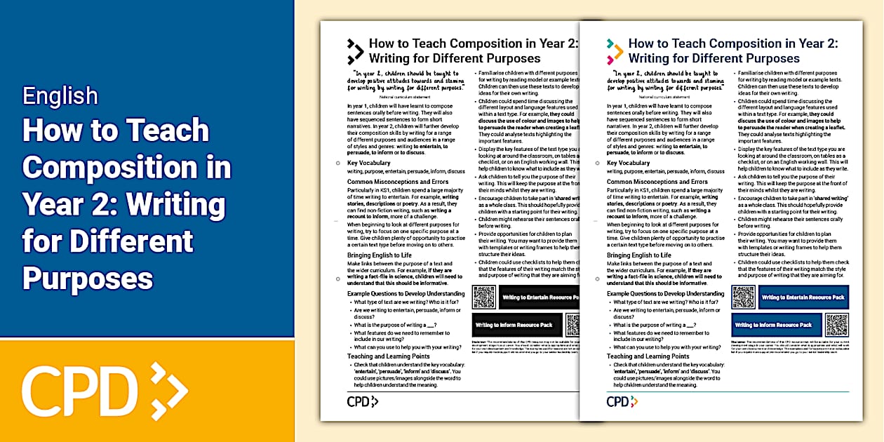 How to Teach Composition in Year 2: Writing for Different Purposes