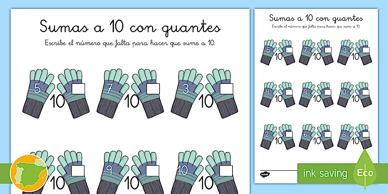 Ficha de actividad: Sumas a 10 - Invierno (Teacher-Made)