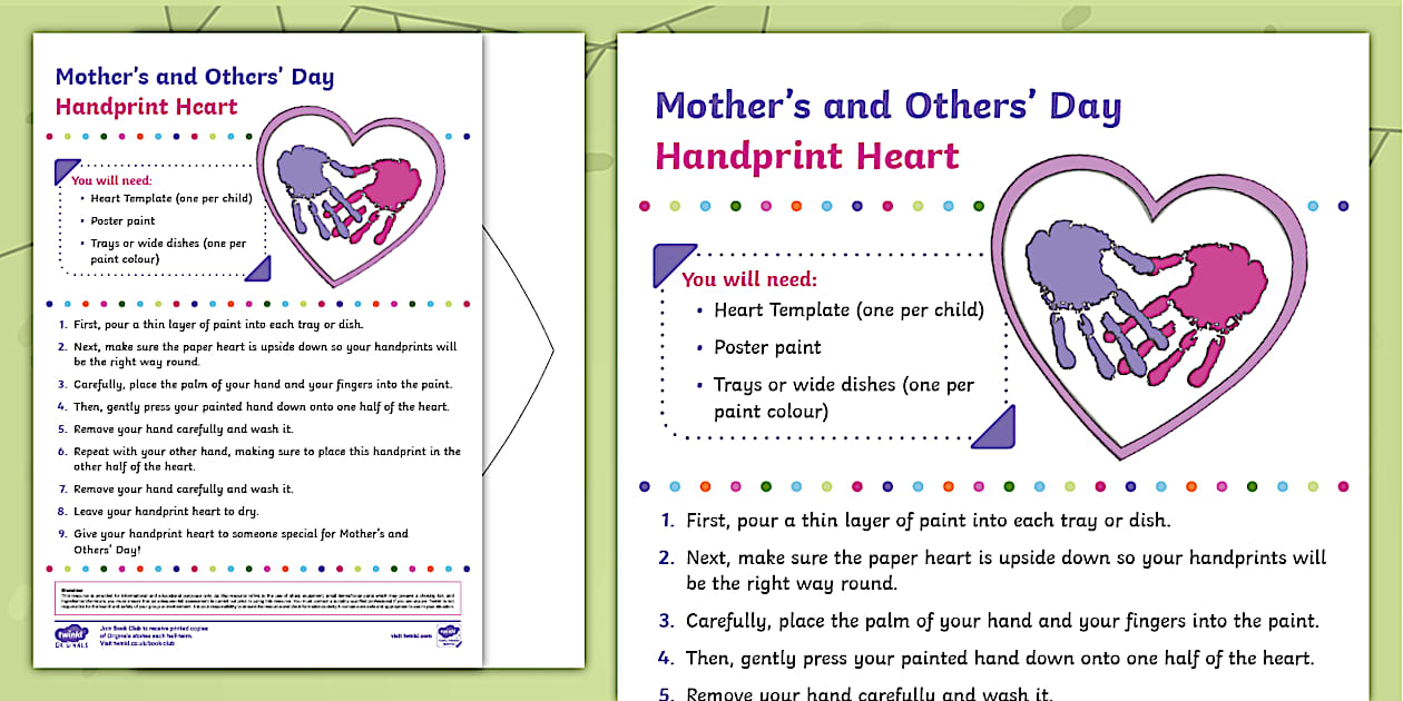 Mother's and Others' Day: Handprint Heart Craft Activity