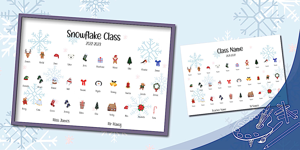 Personalised Teacher Class Christmas Gift Editable Poster