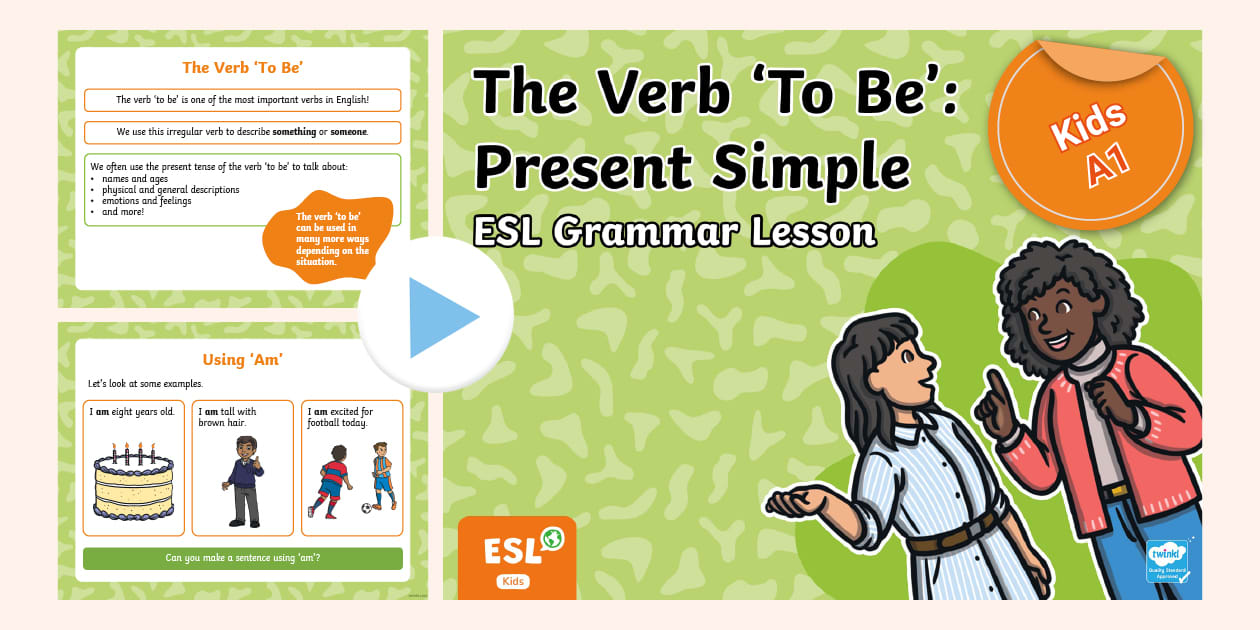 ESL The Verb 'To Be' Grammar Lesson {Kids, A1}