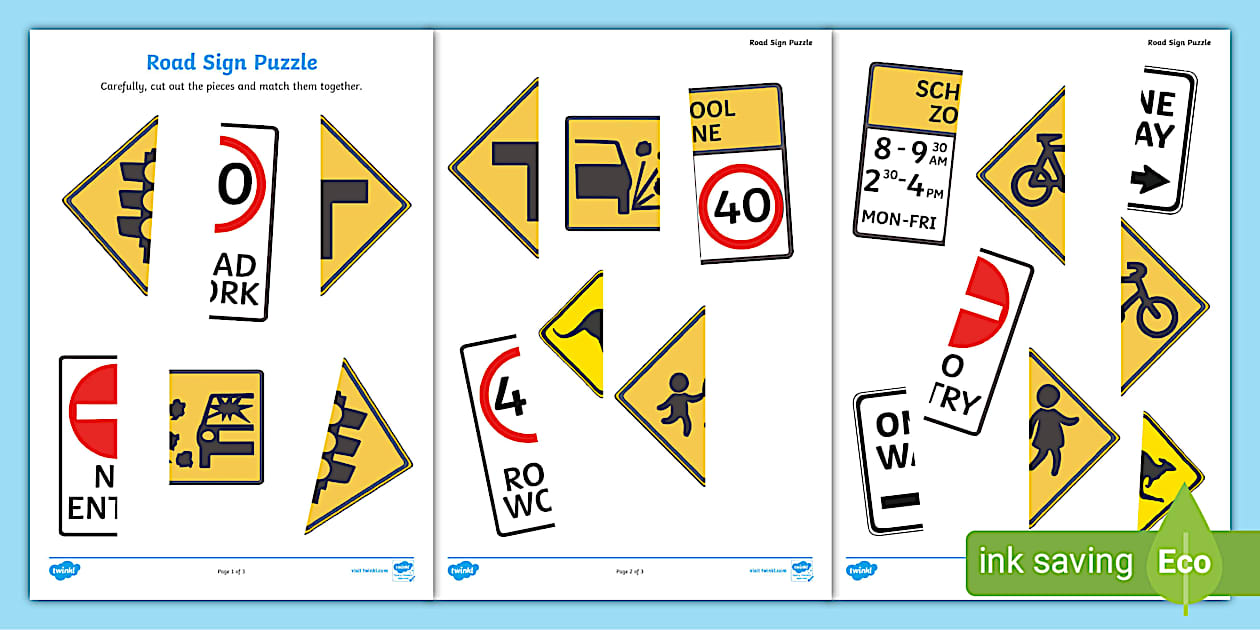 Road Sign Puzzle Activity (teacher made) - Twinkl