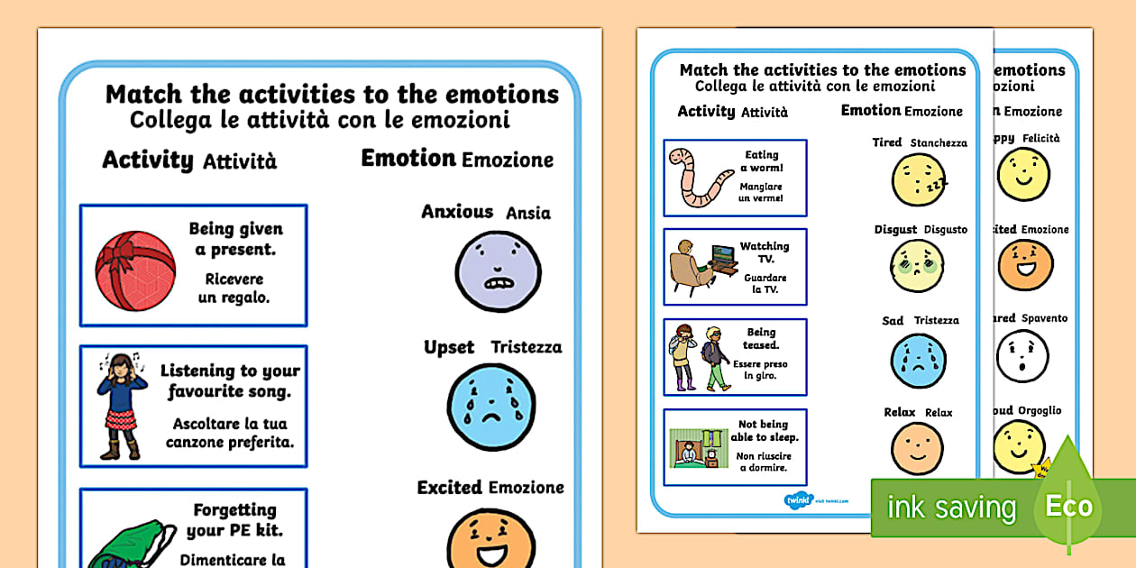 Emotions Worksheet / Worksheets English/Italian - Emotions Activity ...