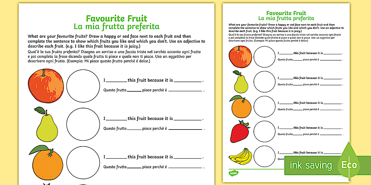 Favourite Fruits Description Worksheet / Worksheet English/Italian ...