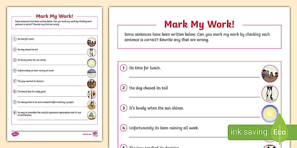 Mark My Work! Its or It's (teacher made) - Twinkl