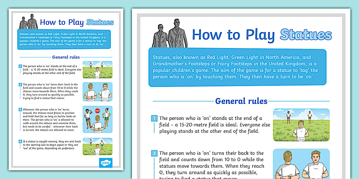 How to Play Statues - Poster (teacher made) - Twinkl