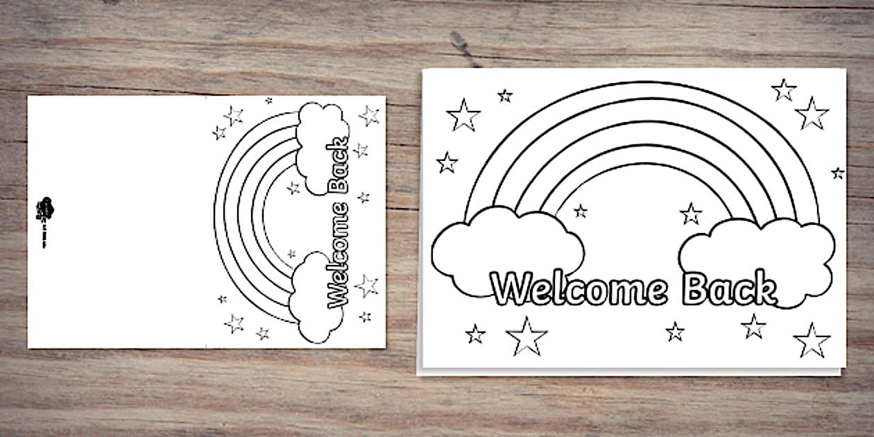 Welcome Back Rainbow Colouring Card | Twinkl Party - Twinkl