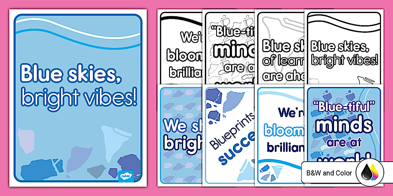 Blue Monochrome Terrazzo Theme Posters (teacher made)