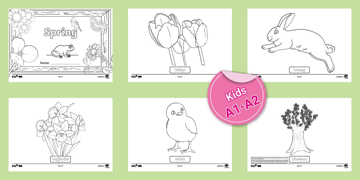 ESL Spring Colouring Booklet {Kids} (teacher made) - Twinkl