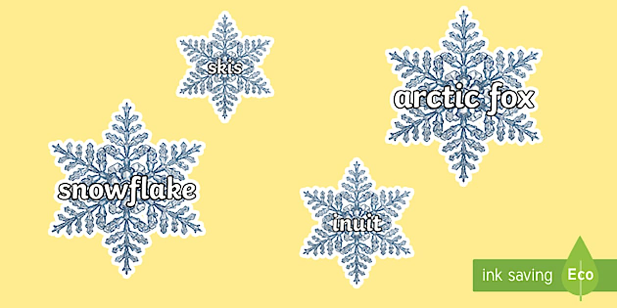 Editable Polar Regions Words on Snowflakes Cut-Outs - Twinkl