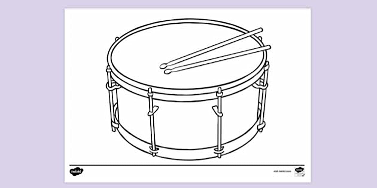 Drum Colouring Sheet | Colouring Sheets | Twinkl Resources