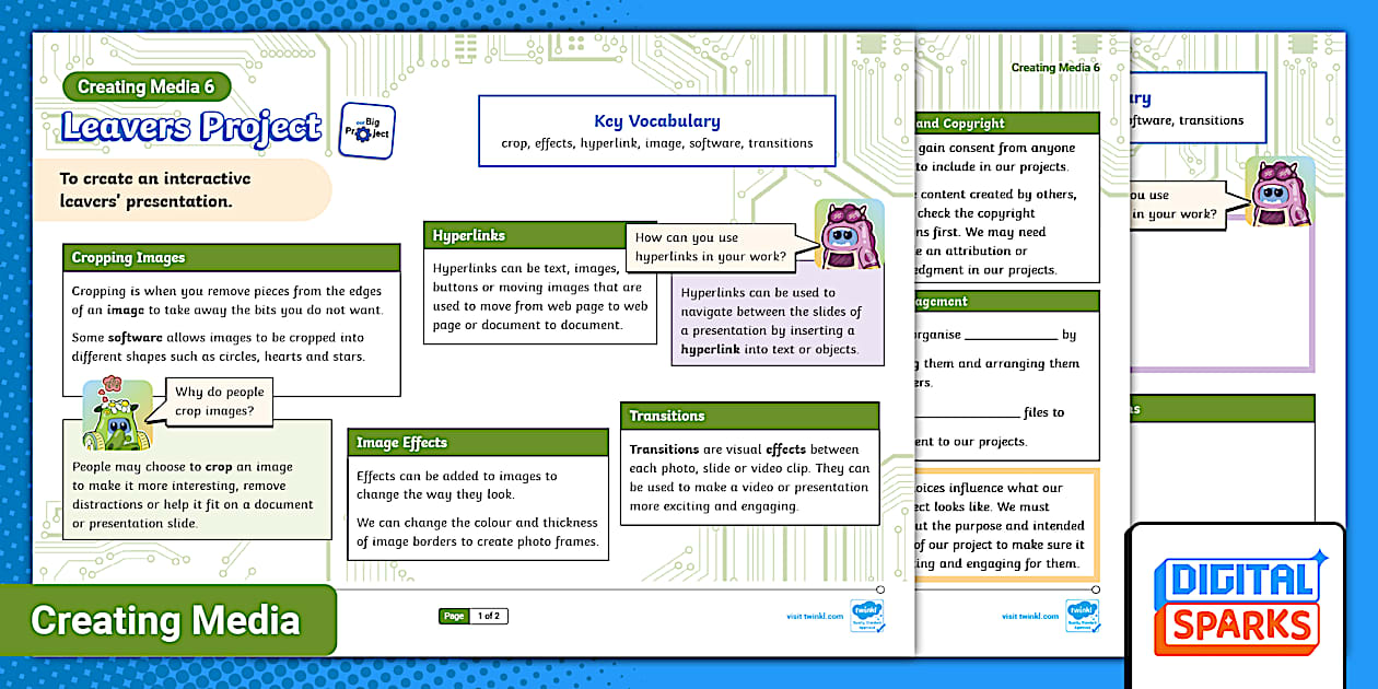 Digital Sparks: Creating Media 6: Knowledge Organiser Pack