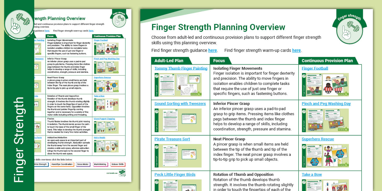 FREE! - Fine Motor Skills Planning Overview: Finger Strength