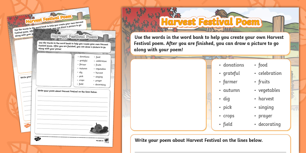 KS1 Harvest Festival Poem Writing Template