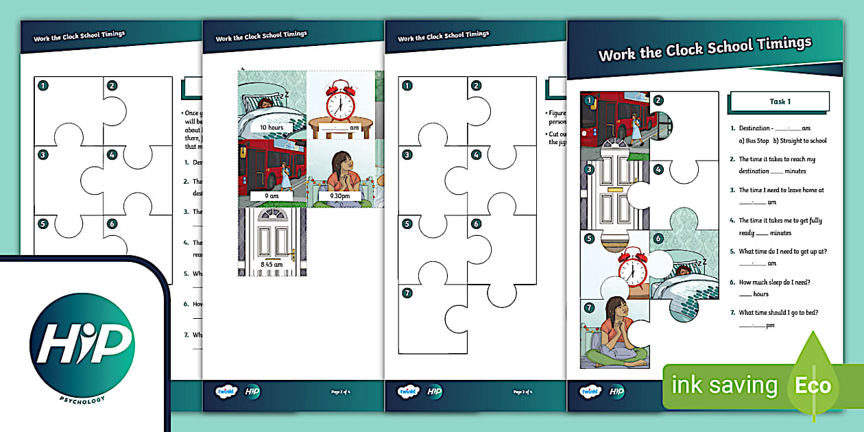 Work the Clock School Timings Activity Sheets - Twinkl