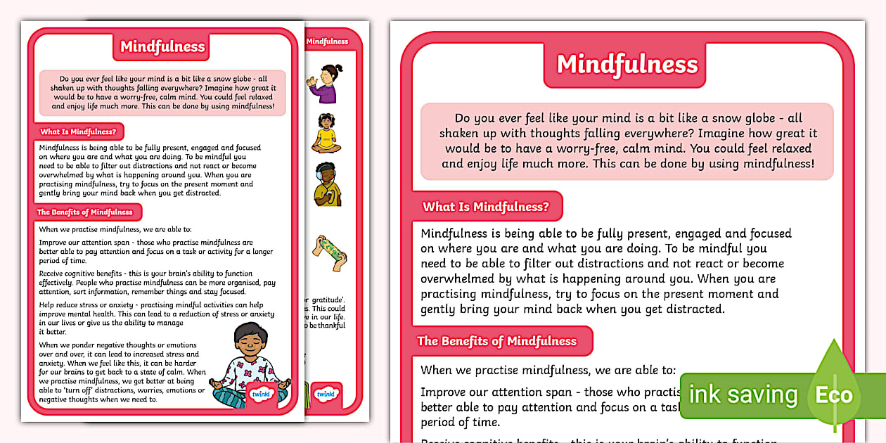 Benefits of Mindfulness Fact File (teacher made) - Twinkl