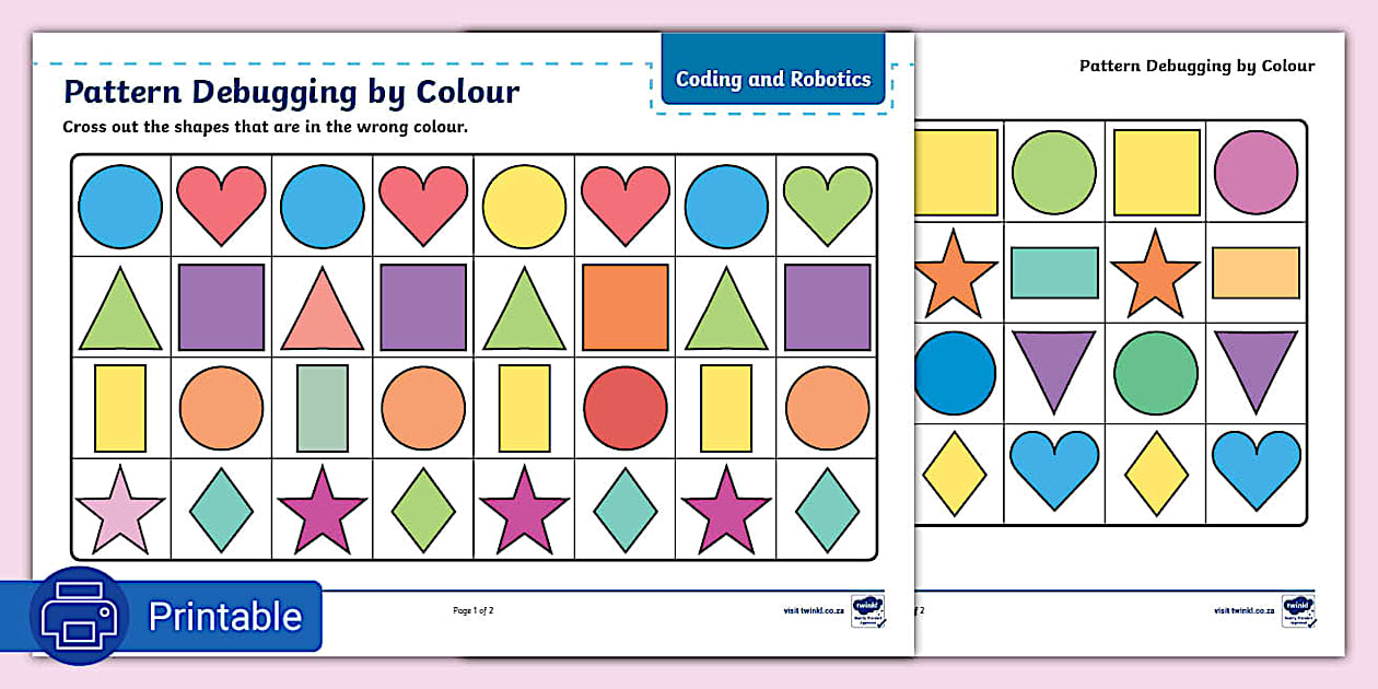 Grade R Coding Worksheet Debugging With Colour Twinkl