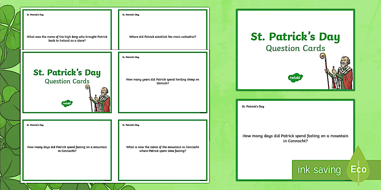 Black and White St. Patrick's Day Question Cards