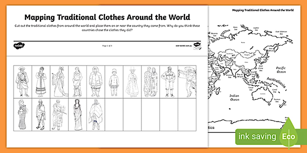 Mapping Traditional Clothes Around the World Activity