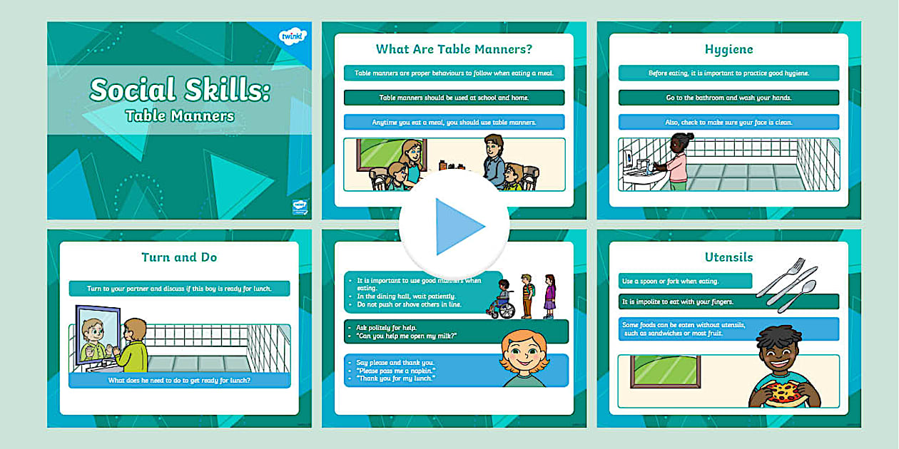 Social Skills: Table Manners PowerPoint - Twinkl