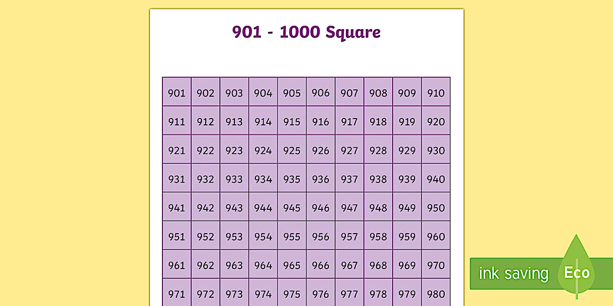 901-1000 Square (teacher made) - Twinkl