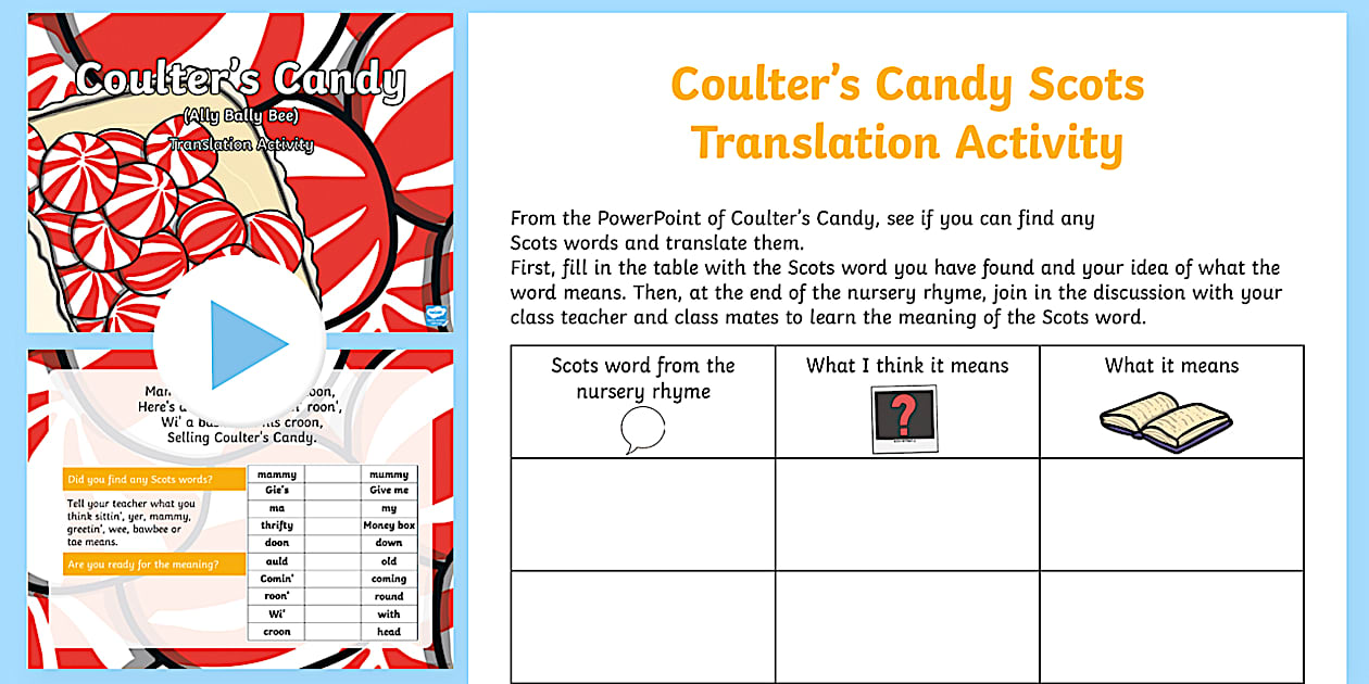 Coulter's Candy (Ally Bally Bee) Translation - CfE Resource