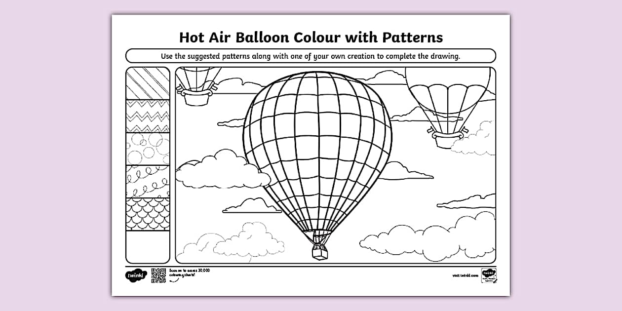 * NEW * Hot Air Balloon Colour with Patterns Activity
