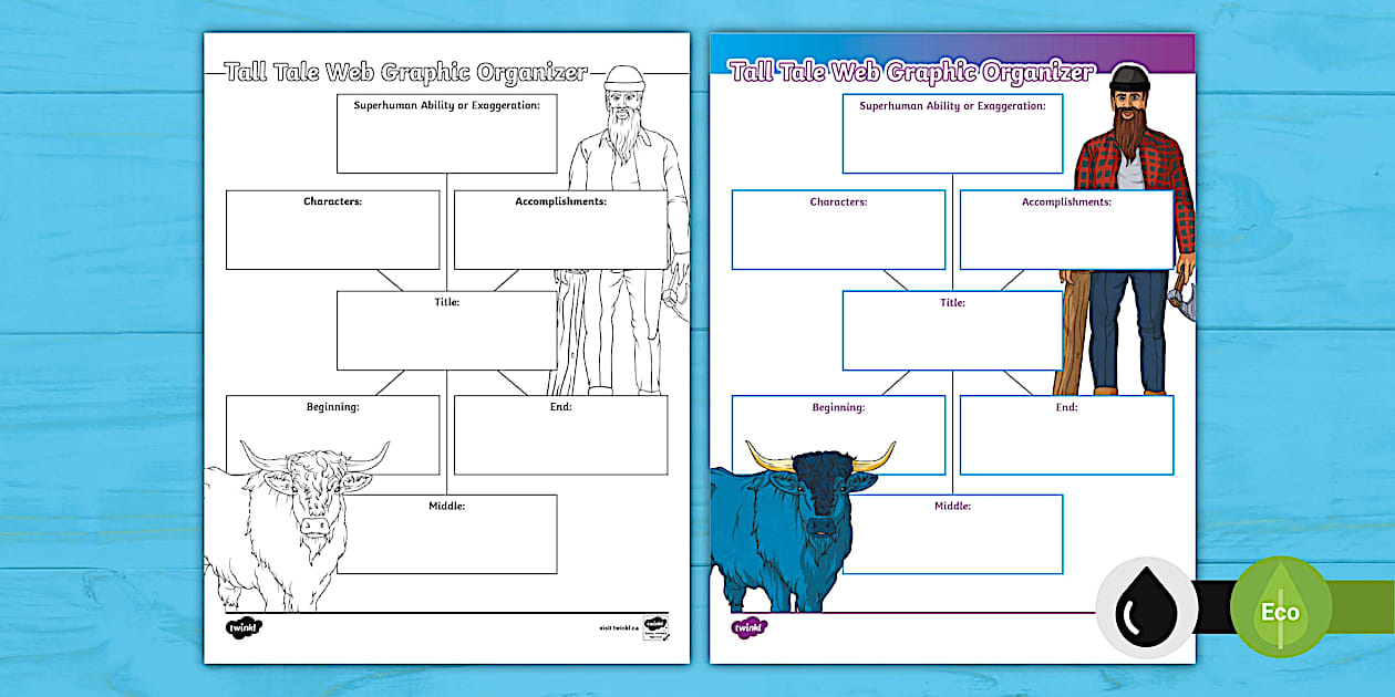 Tall Tale Web Graphic Organizer (teacher made) - Twinkl