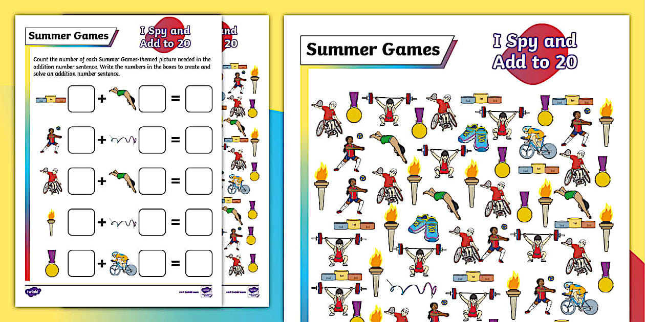 👉 Summer Games I Spy and Add to 20 (Teacher-Made)