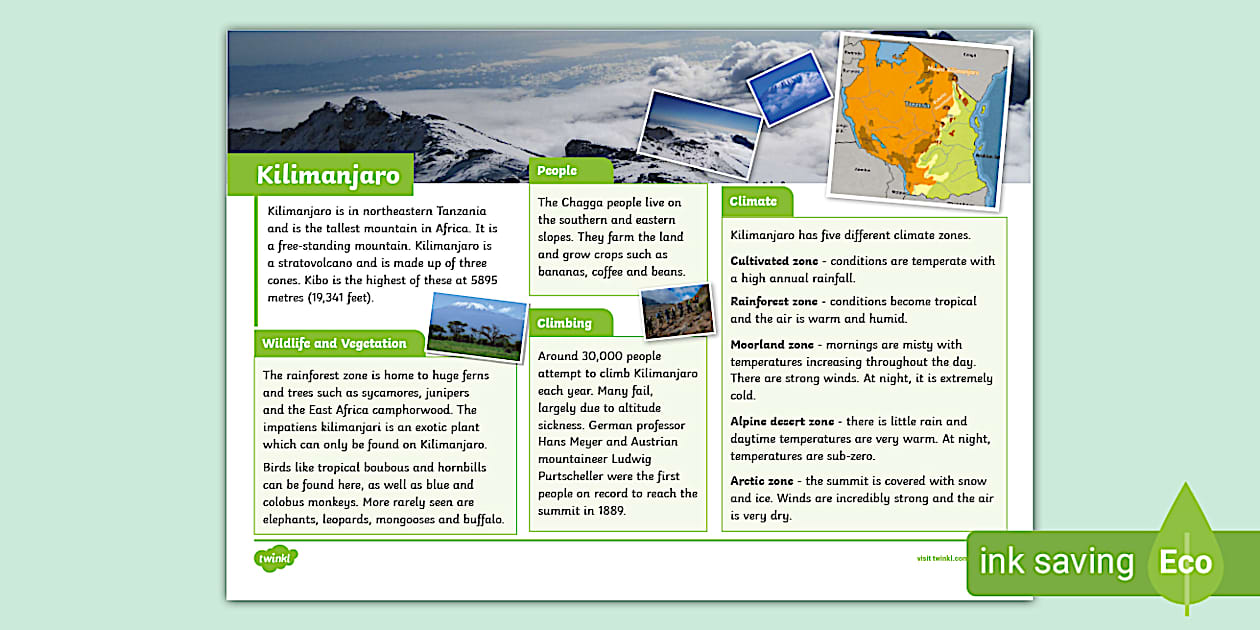 Kilimanjaro Fact File - Twinkl - KS2